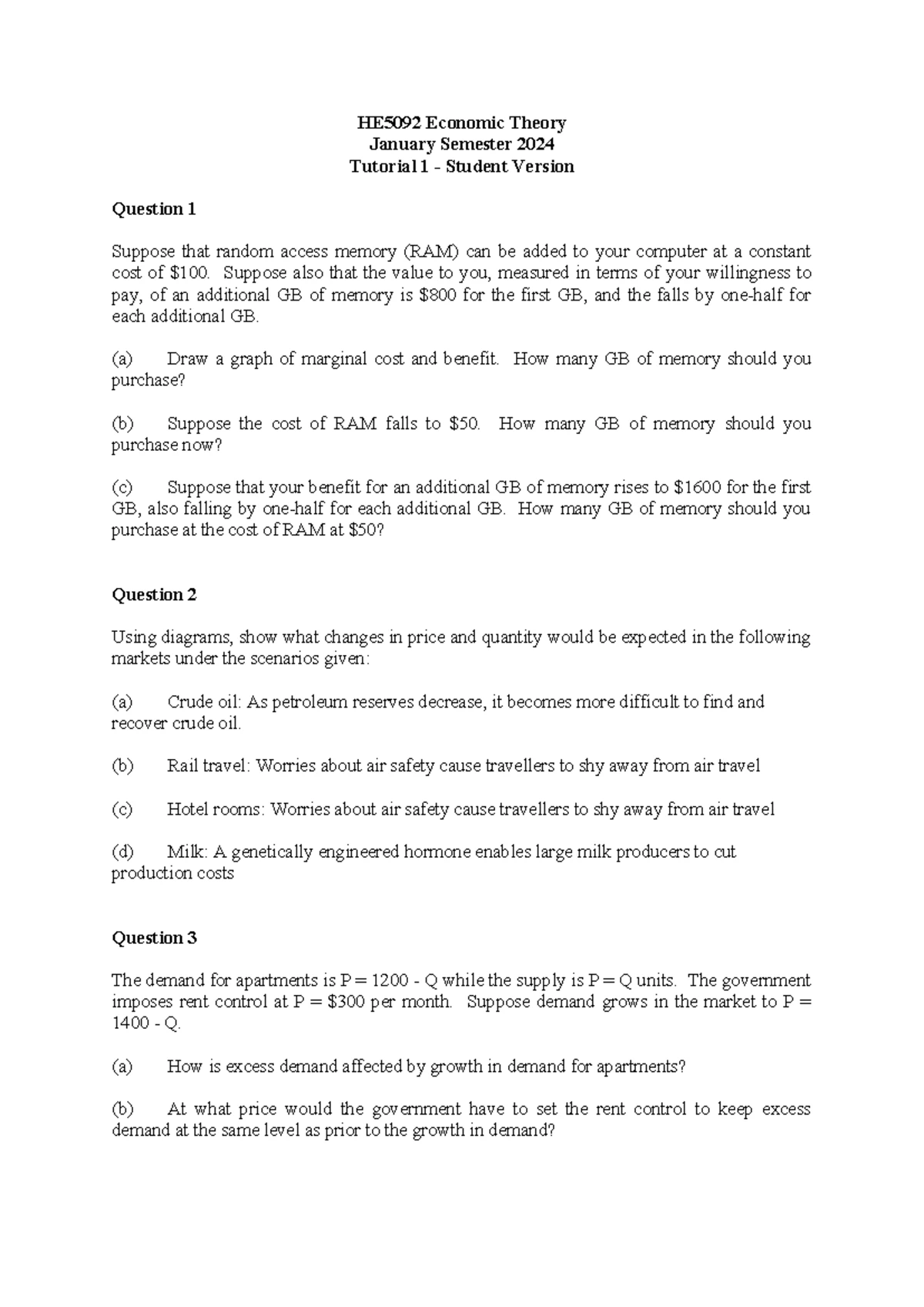 HE5092.Tutorial 2 Economic Theory Questions - Student Version - Studocu