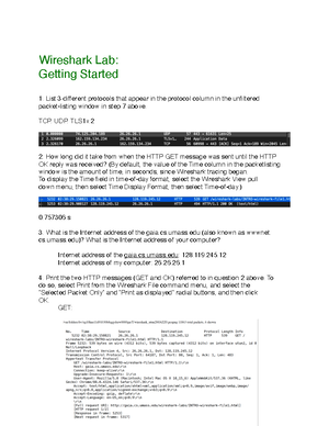 Wireshark Lab: TCP v7 - lab - Wireshark Lab: TCP v7. What is the IP address and TCP port number ...