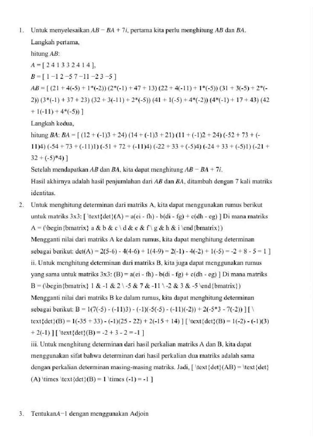 Tugas 2 Aljabar Linear: Perhitungan Matriks dan Determinan - Studocu