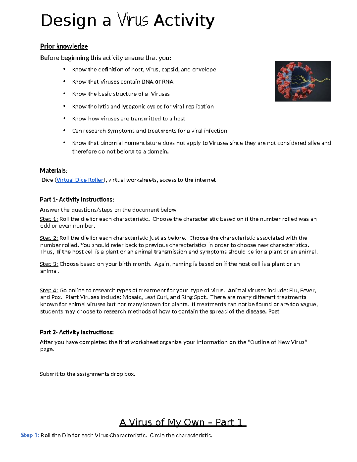 Design a Virus Activity (Summer School) - Studocu