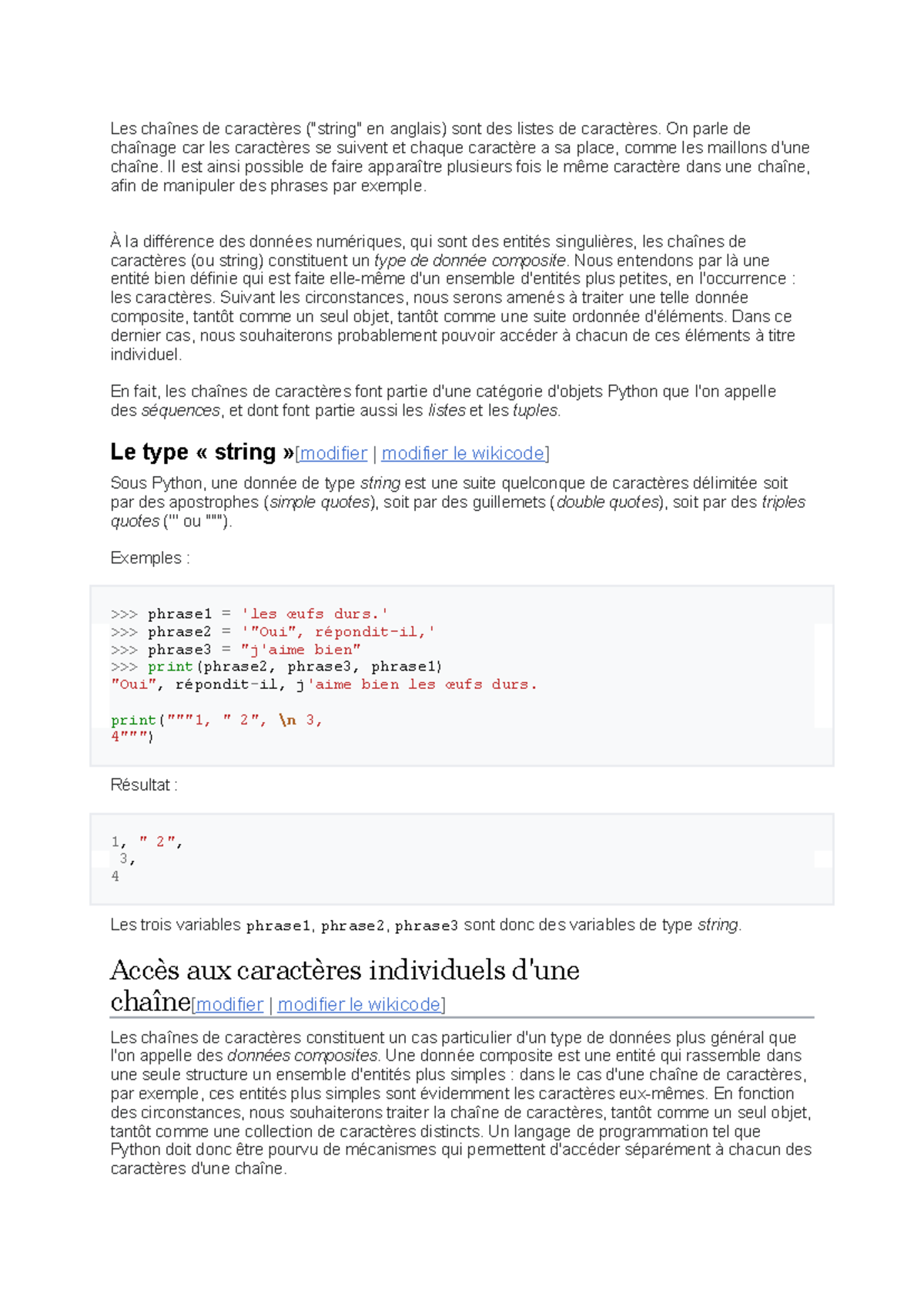 Méthodes chines de caracteres Python - Les chaînes de caractères ...