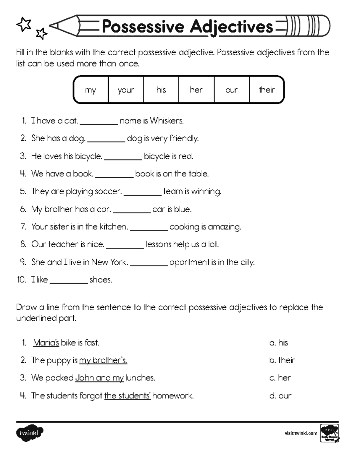 Possessive Adjectives Practice Exercise - Studocu