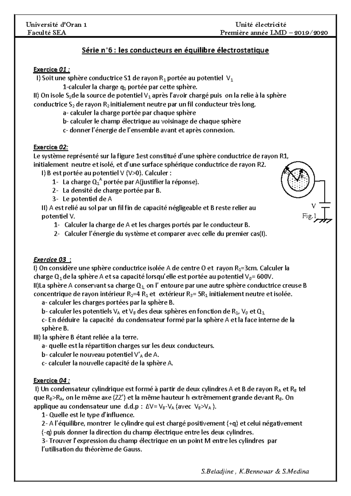 Physique 2 - Exercice sur les Conducteurs et Équilibre Électrostatique ...