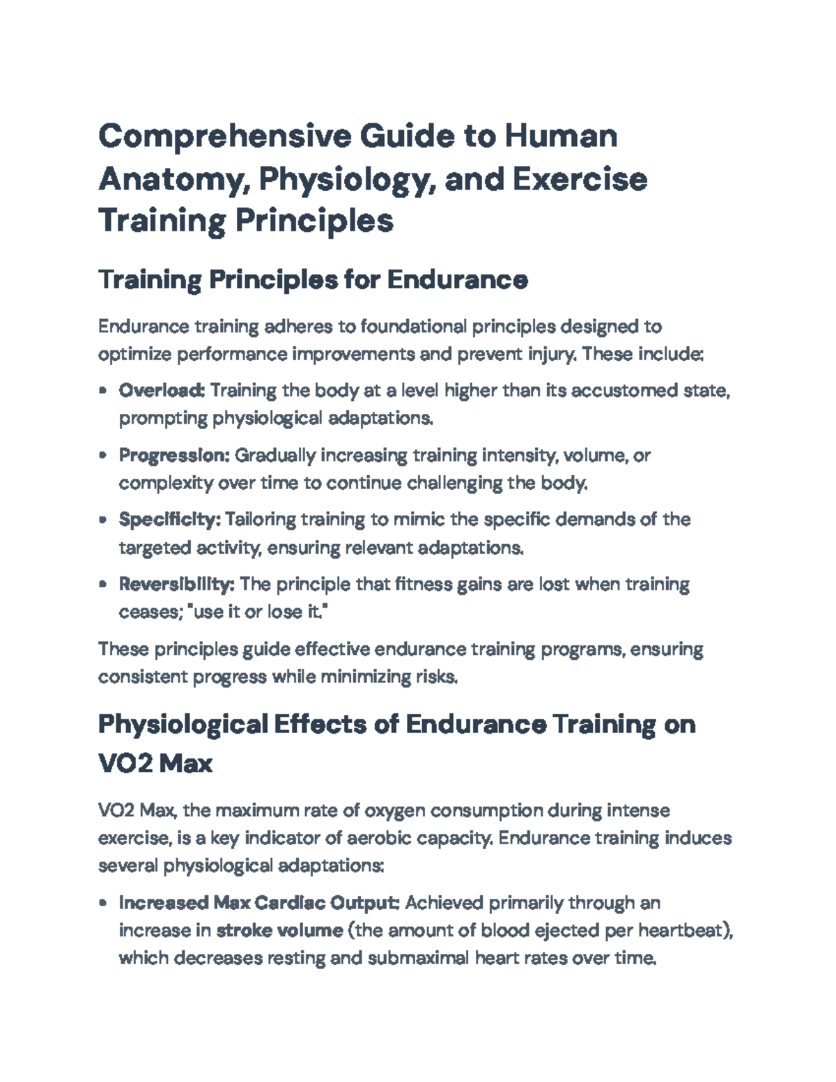Comprehensive Study Guide on Exercise Principles and Adaptations ...