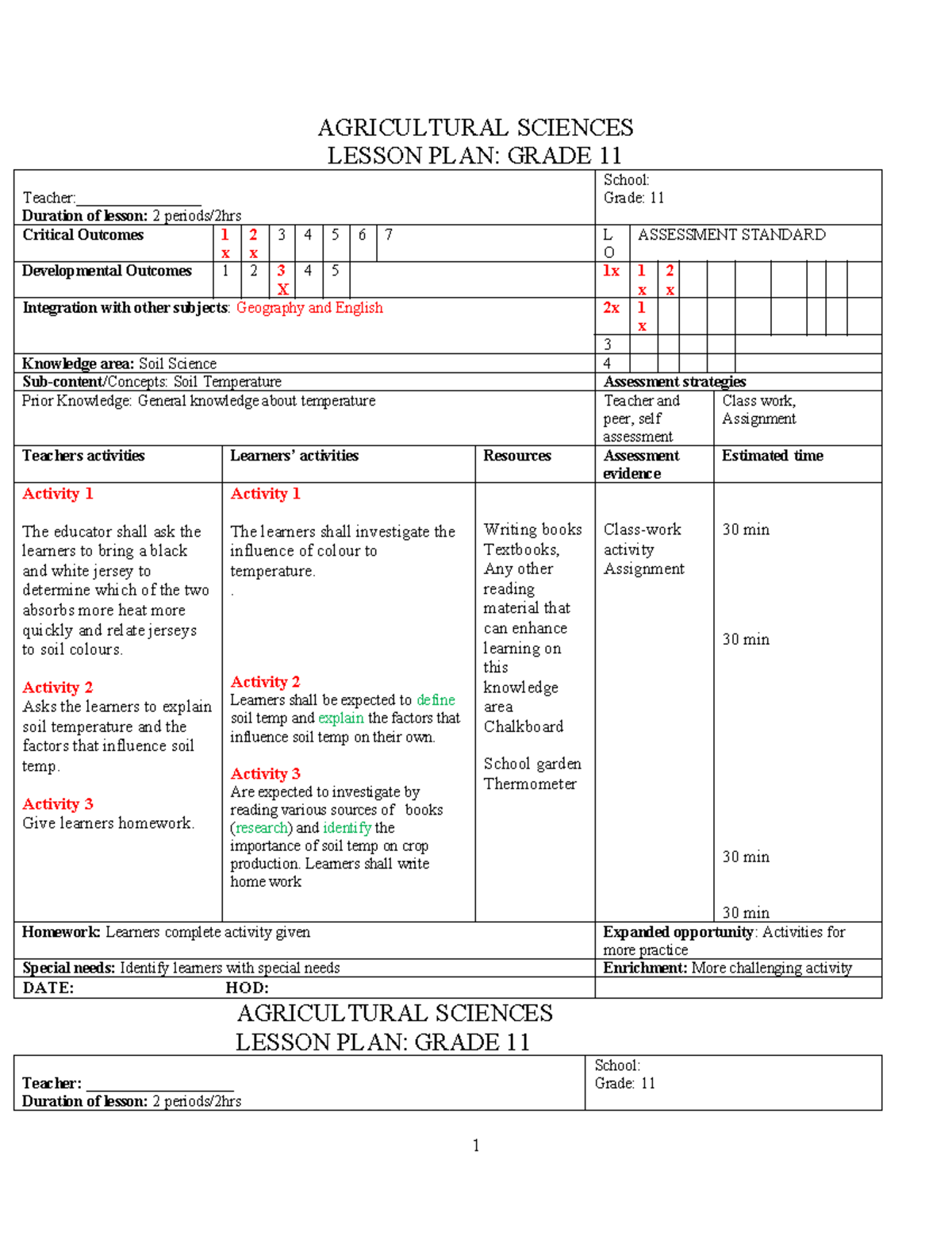 16.55-Lesson Plan for Grade 11: Soil Science & Assessment Strategies ...
