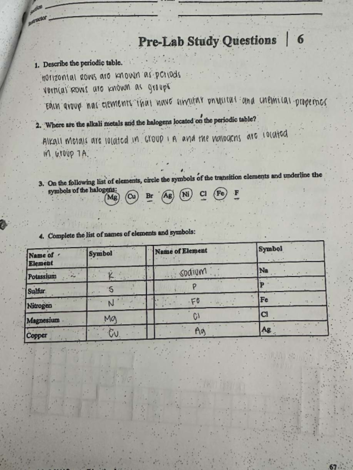 WK 2 LAB - Periodic Table and Naming Compounds Study Guide - Studocu
