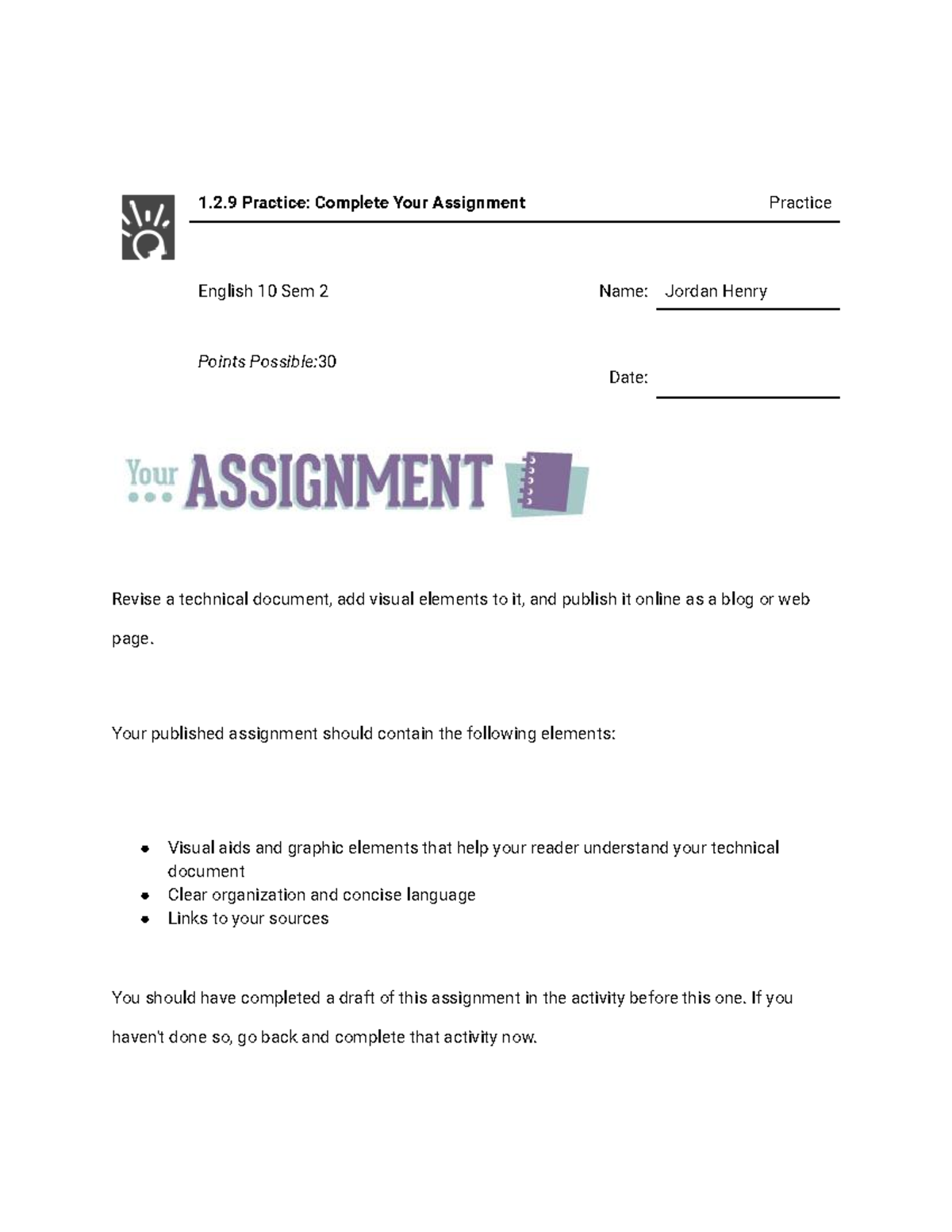 1.2.9 Practice English 10 Sem 2 APEX - 1.2 Practice: Complete Your ...