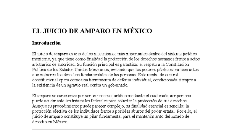 EL JUICIO DE AMPARO EN MÉXICO: Fundamentos y Tipos - Studocu