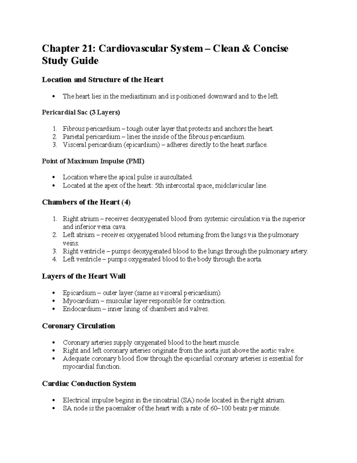 Chapter 21: Cardiovascular System Study Guide (Final Exam) - Studocu