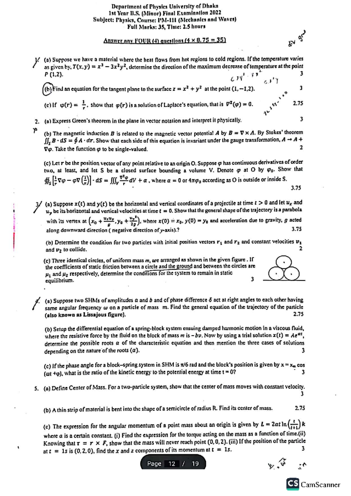 Physics 1st Year B.S. (Minor) Final Exam 2022: Mechanics & Waves - Studocu
