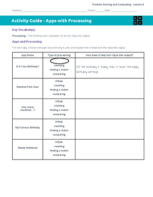 U1L05 - Activity Guide - Input Output - Problem Solving and Computing - Lesson 5 + - Studocu