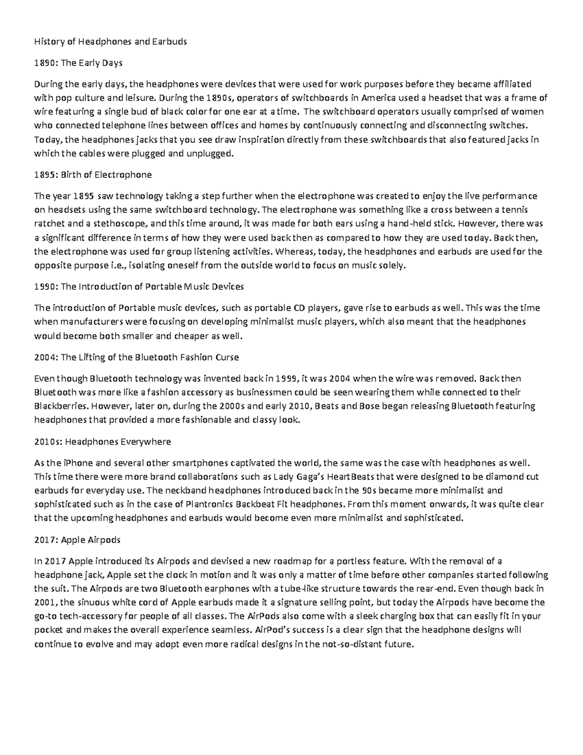 HIstory of Earphones - History of Headphones and Earbuds 1890: The ...