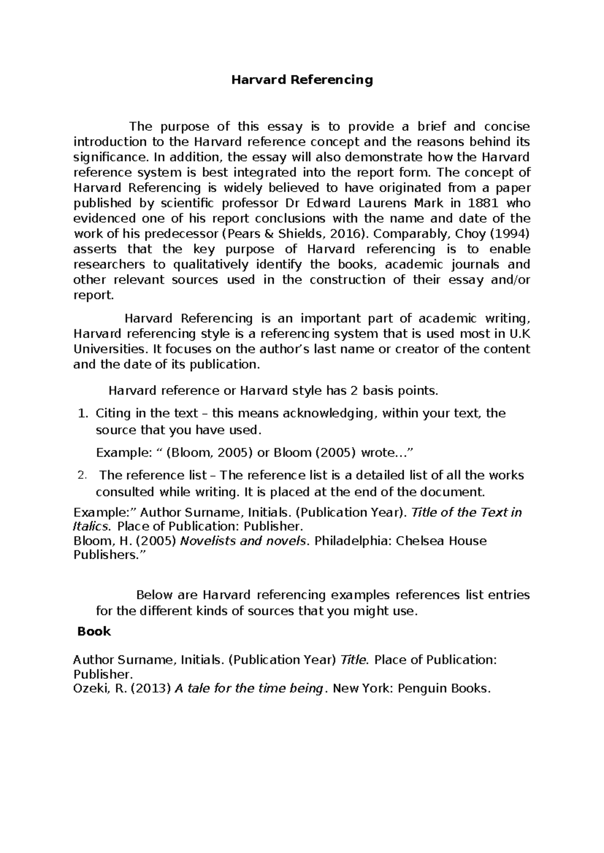Harvard Referencing: A Guide for Academic Writing Standards - Studocu