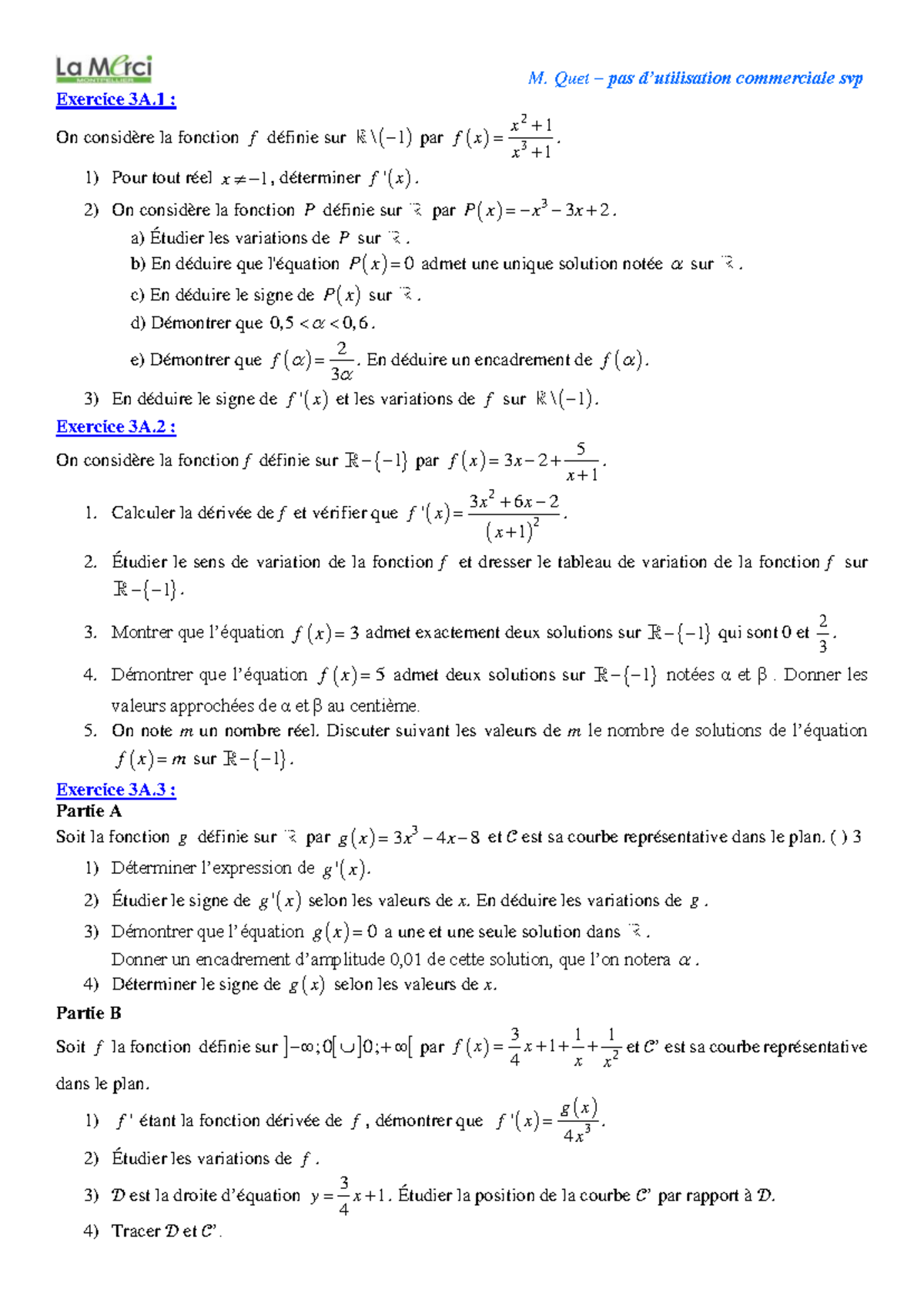 Ex 3A - Problèmes sur le TVI - Corrigé et Solutions - Studocu
