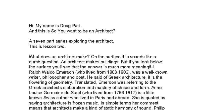 So You Want to Be an Architect? - Introductory Lecture Series - Studocu