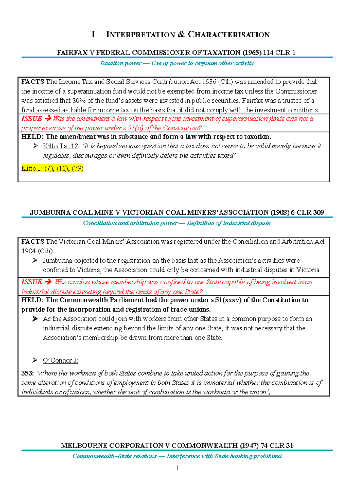 Case Summaries for Constitutional Law - Non-purpose Powers & Limits ...