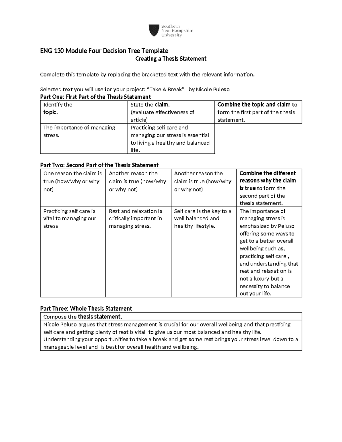 ENG 130 Module Four Thesis Statement Decision Tree Template - Studocu