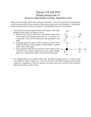 Phys152 written hw 10 - Physics 15 2 Fall 2024 Written Homework # 10 ...