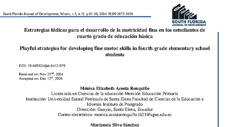 Estrategias Lúdicas para el Desarrollo de la Motricidad Fina en 4to ...