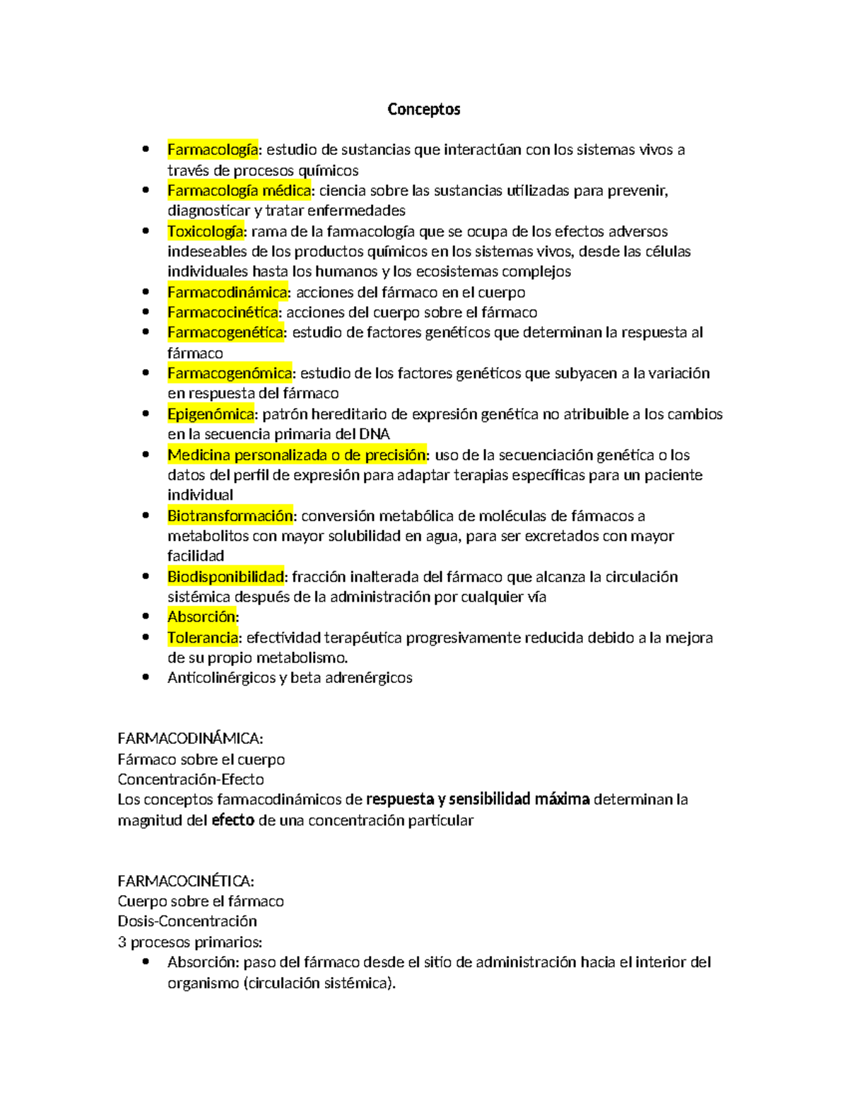 Conceptos de Farmacología: 1er Parcial y Temas Clave - Studocu