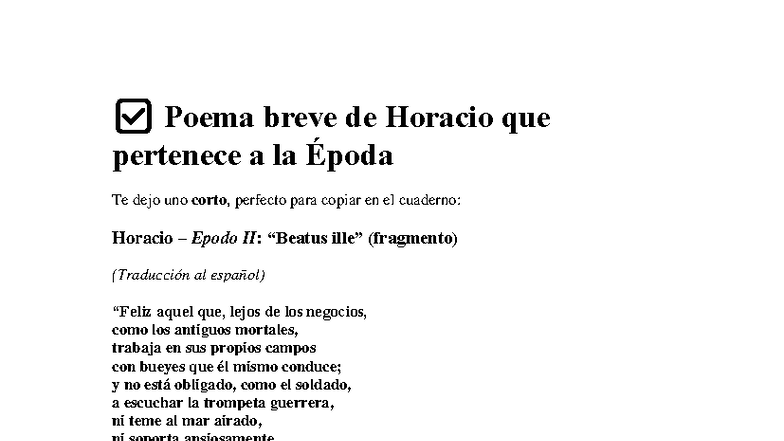 Époda II de Horacio: Análisis y Reflexiones sobre el Amor - Studocu