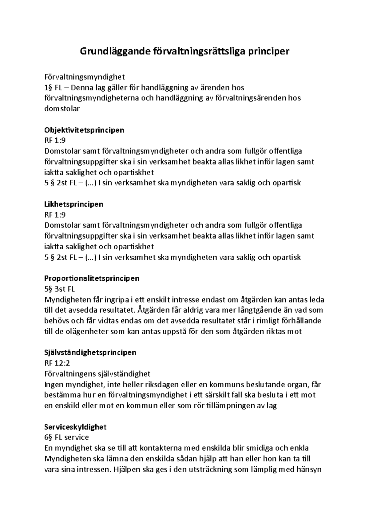 Grundläggande förvaltningsrättsliga principer - Grundläggande ...
