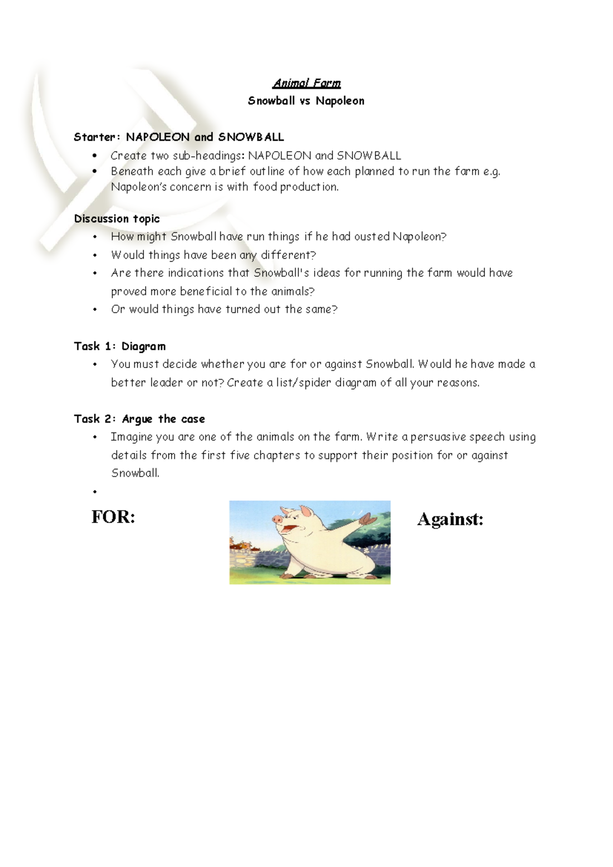 Animal Farm Analysis: Snowball vs Napoleon (NAP 101) - Studocu