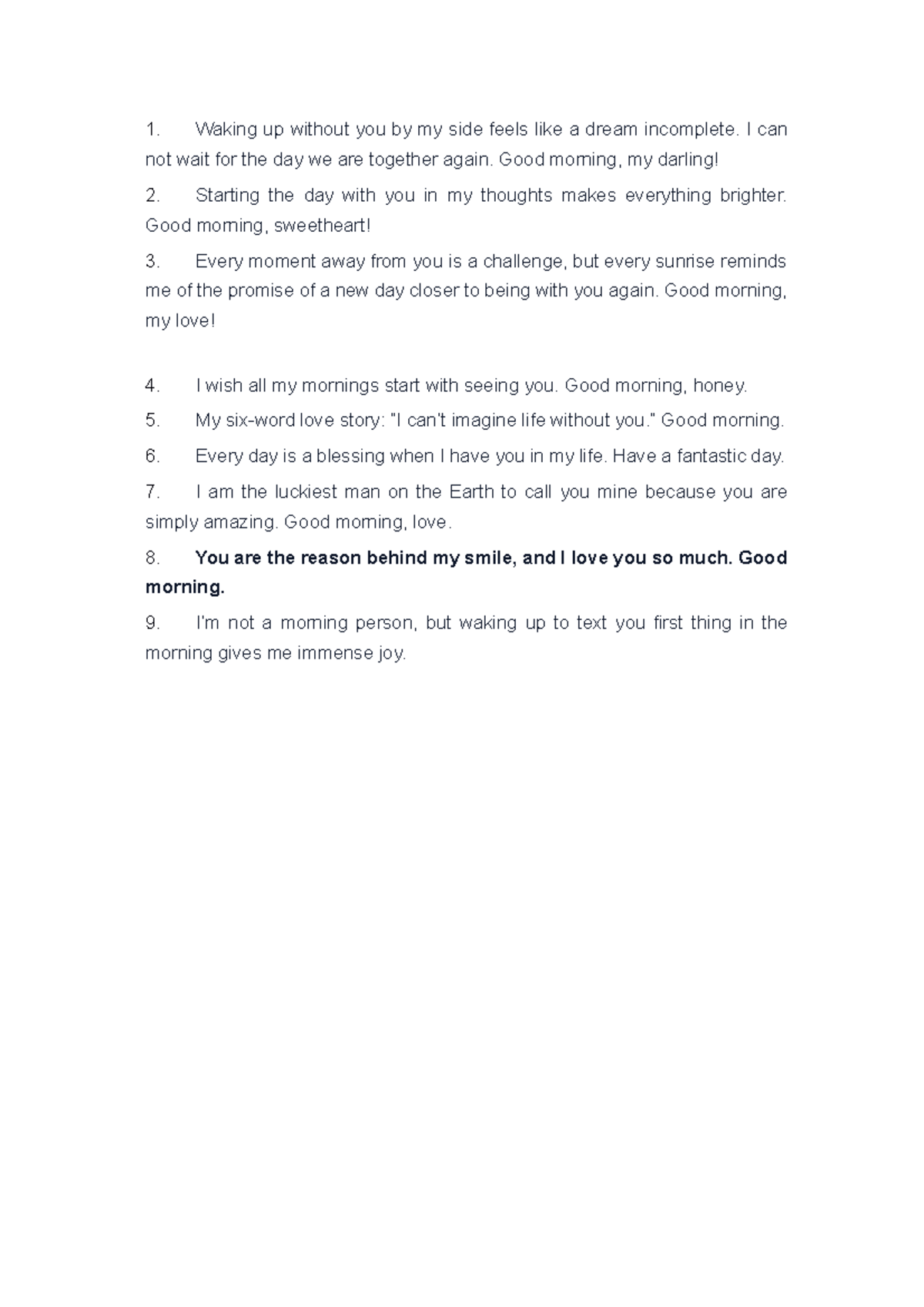 Good Morning Messages: Expressions of Love and Longing - Studocu