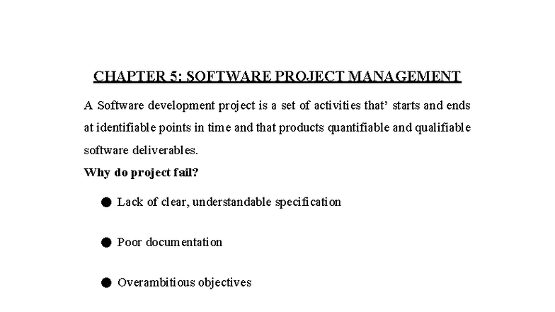 CHAPTER 5: SOFTWARE PROJECT MANAGEMENT (DOC-20250329-WA0038) - Studocu