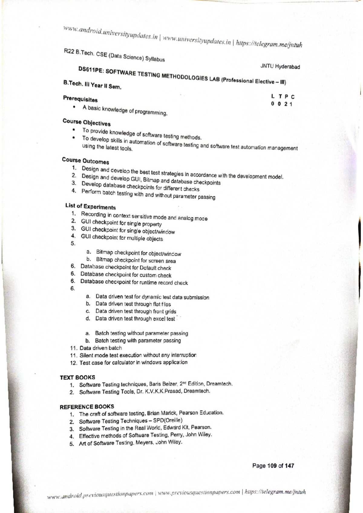 DS611PE: Software Testing Methodologies Lab Manual - JNTU Hyderabad ...