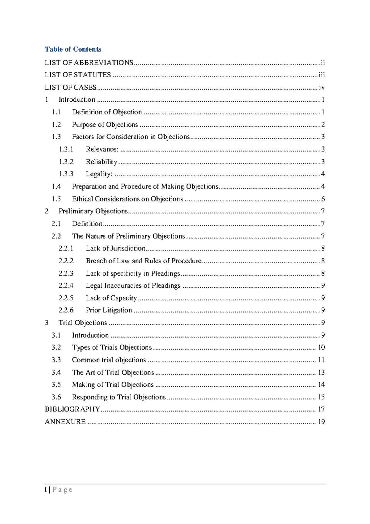 Objections: Comprehensive Notes on Legal Principles and Procedures ...