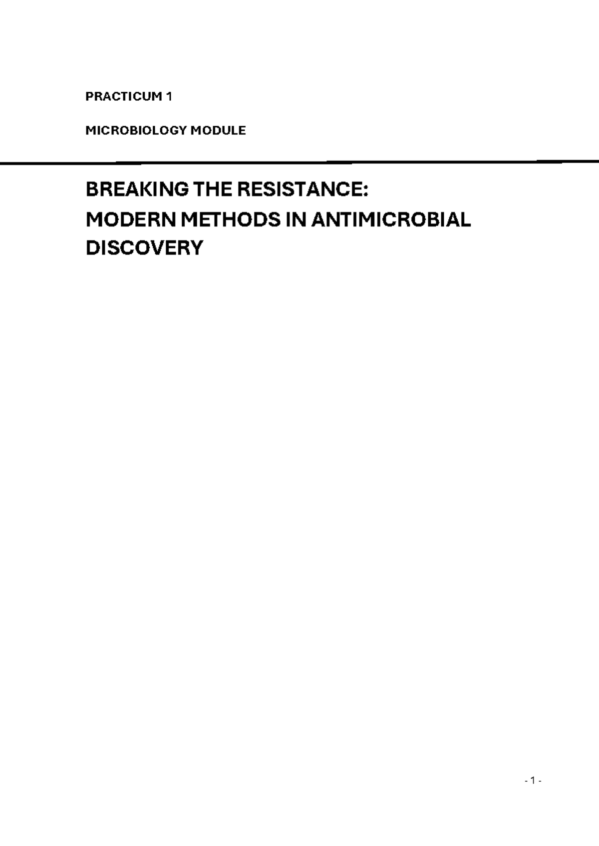 Practicum 1 Lab Manual: Modern Antimicrobial Methods (AUT 2026) - Studocu