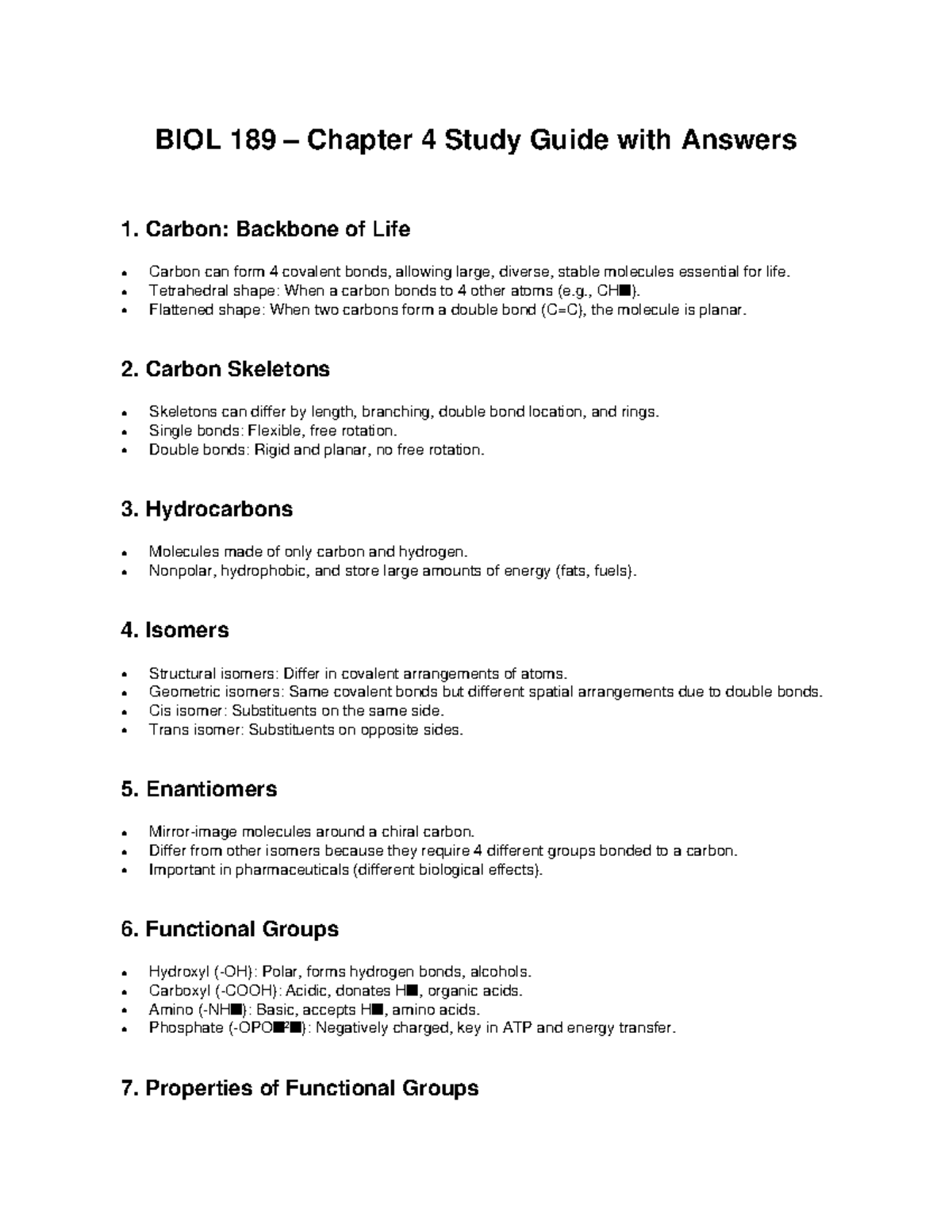 BIOL 189 Chapter 4 Study Guide with Key Concepts and Answers - Studocu