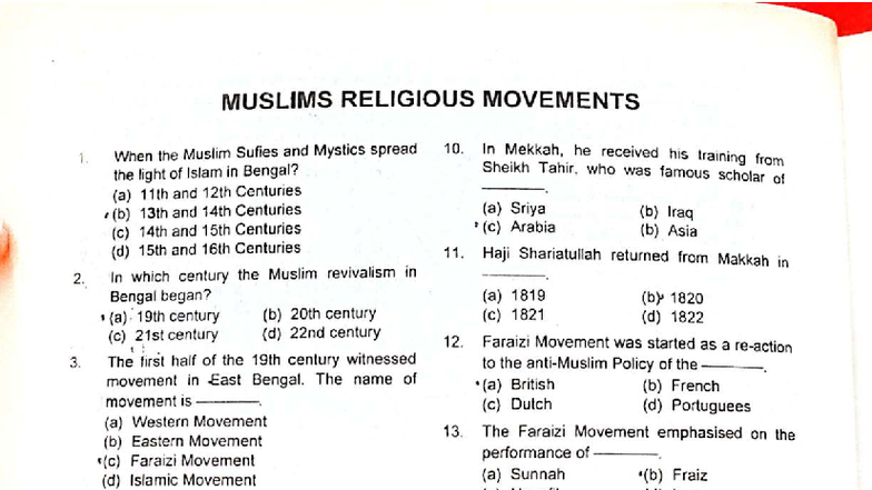 MUSL 38: Muslim Revivalist Movements and the Faraizi Movement - Studocu