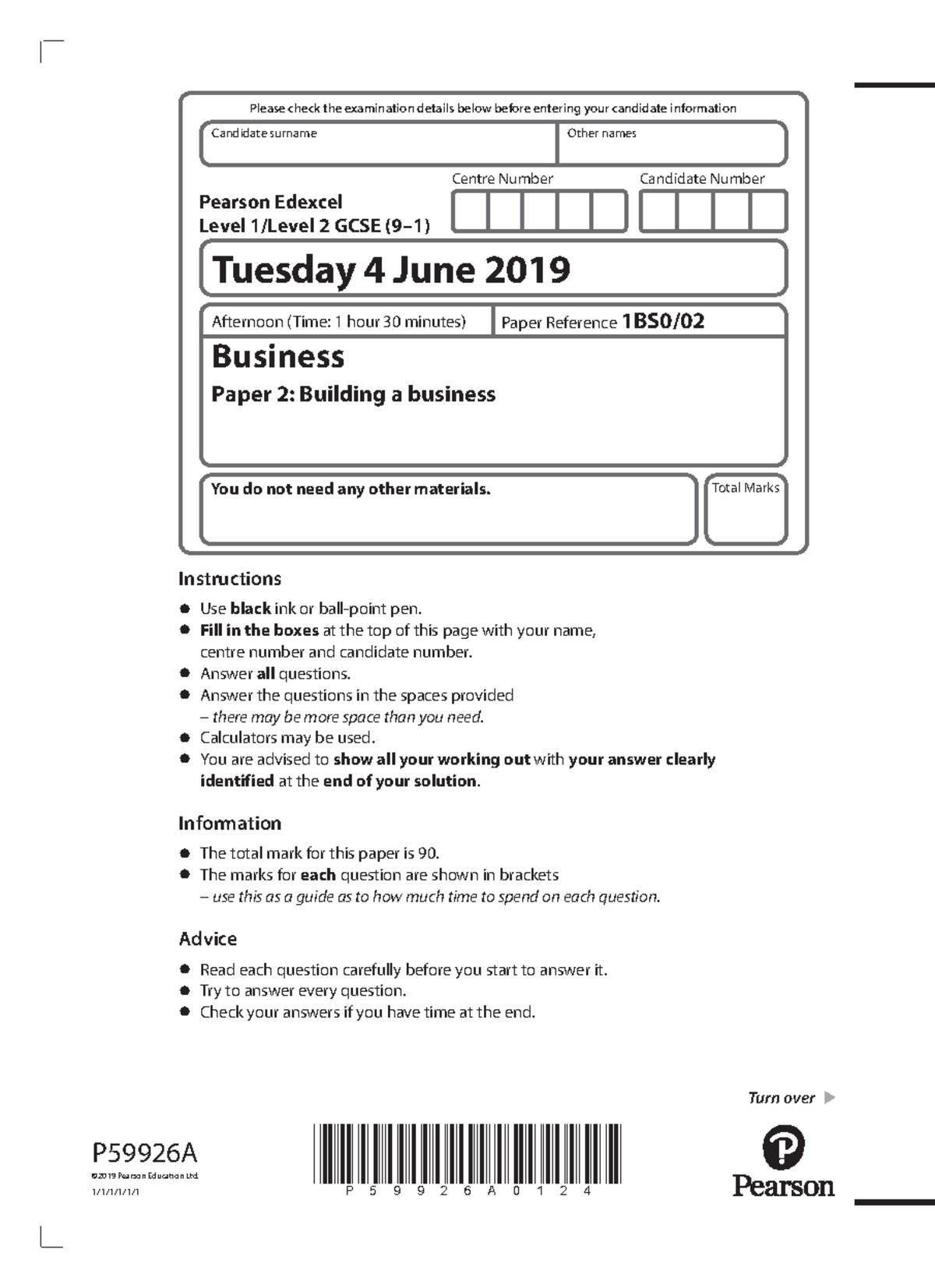 1BS0/02 Business Paper 2 Exam June 2019 - Complete Guide - Studocu