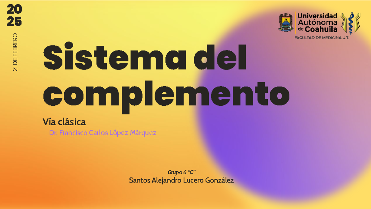 Sistema del Complemento: Vía Clásica y Enfermedades Asociadas - Studocu