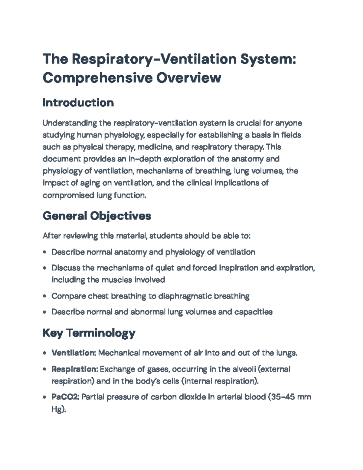 Respiratory-Ventilation System Overview: Anatomy & Physiology Guide ...