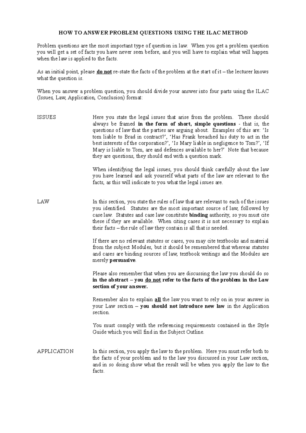 Model Problem and Answer - HOW TO ANSWER PROBLEM QUESTIONS USING THE ...