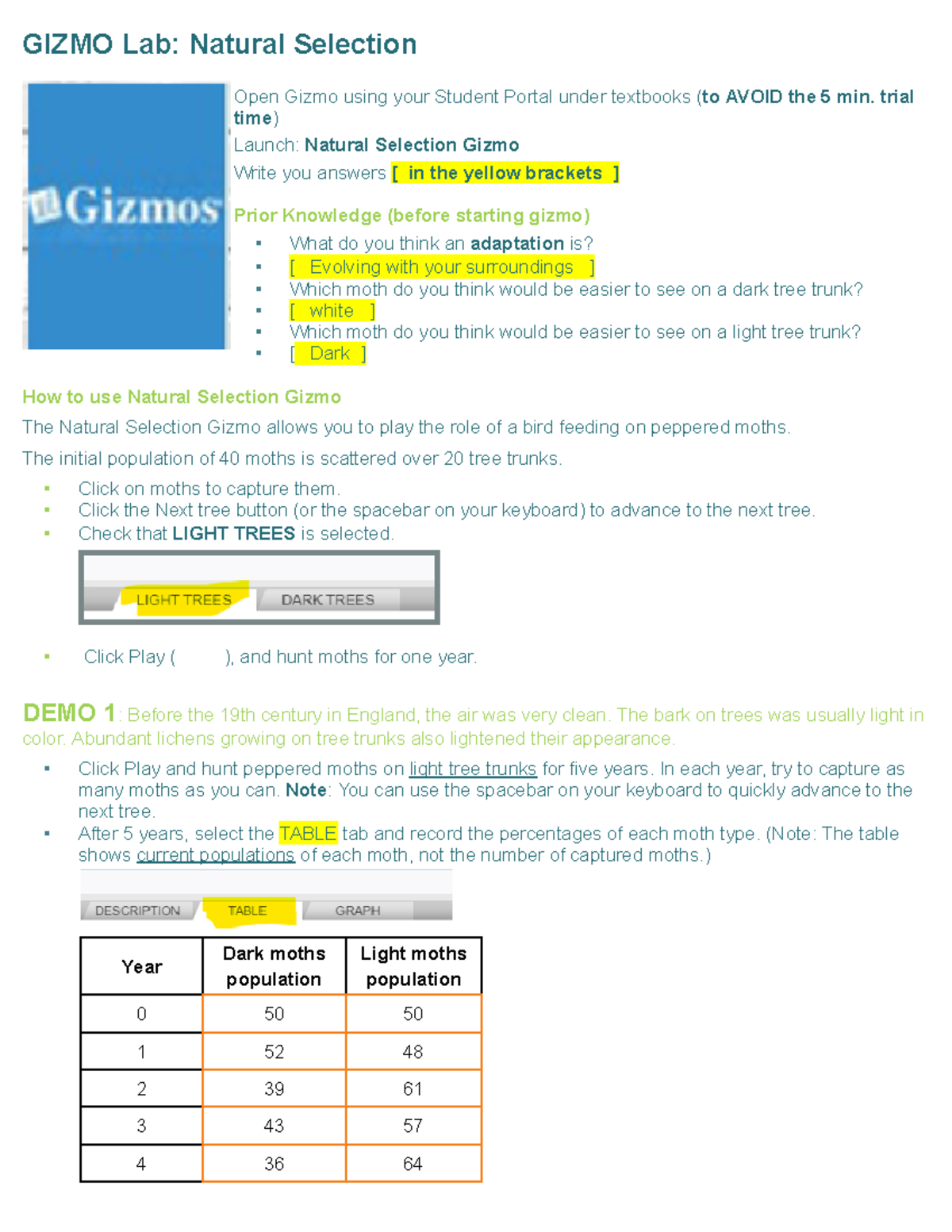 Gabriel Cerezo - Gizmo - Moth Lab - GIZMO Lab: Natural Selection Open ...