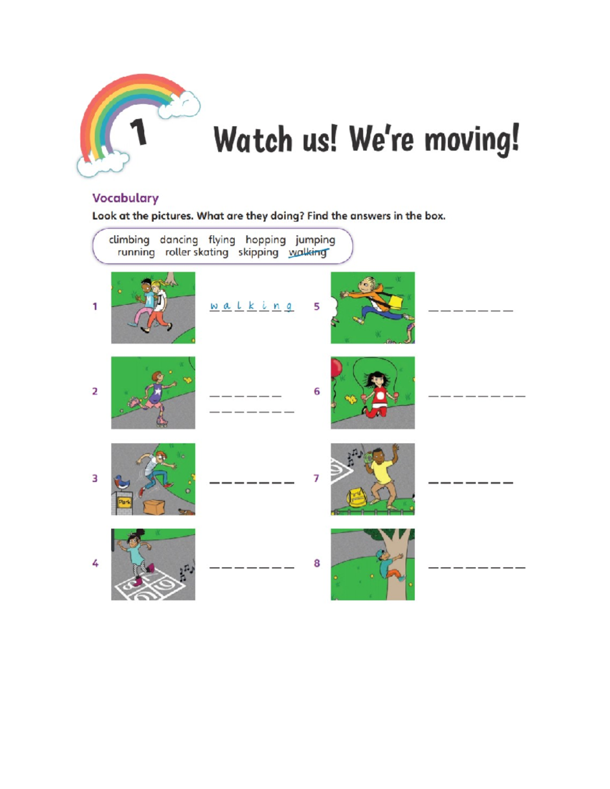 Unit 1 - Vocabulary on Movement Activities and Actions - Studocu