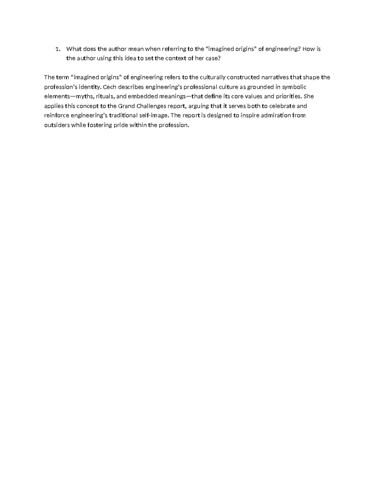 Reading Response 1: Critiques of the Grand Challenges in Engineering ...