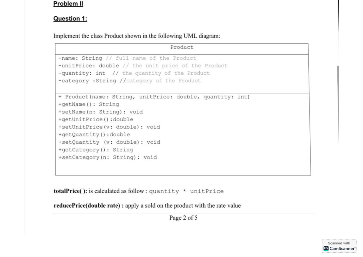 Java Exercise: Implementing Product and Student Classes (CS101) - Studocu