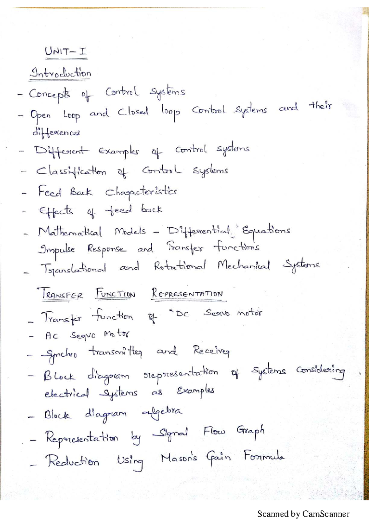 CS UNIT-1: Comprehensive Notes on Control Systems Concepts and ...