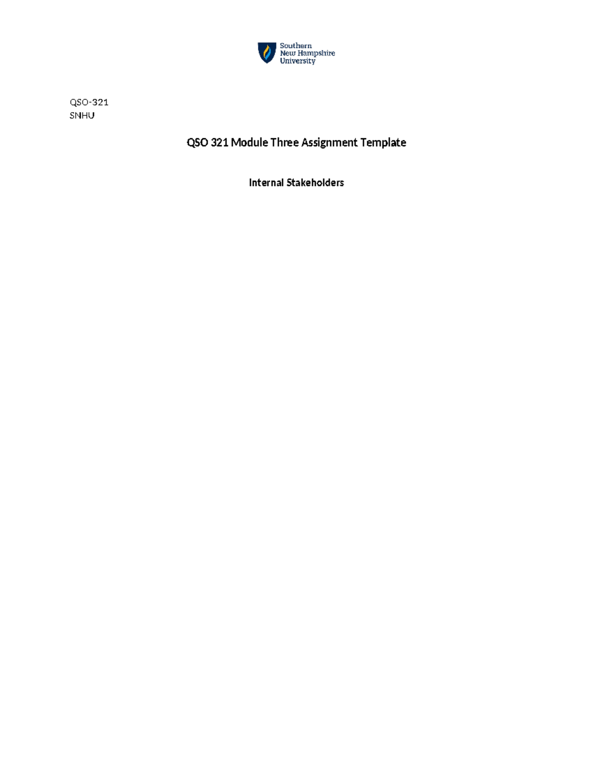 QSO 321 Module 3 Assignment: Internal Stakeholders Analysis - Studocu