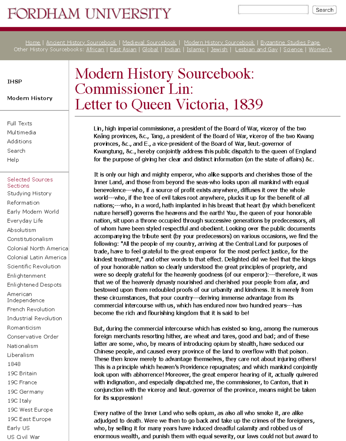 Lin Tse-hsu's 1839 Letter to Queen Victoria on Opium Trade Issues - Studocu