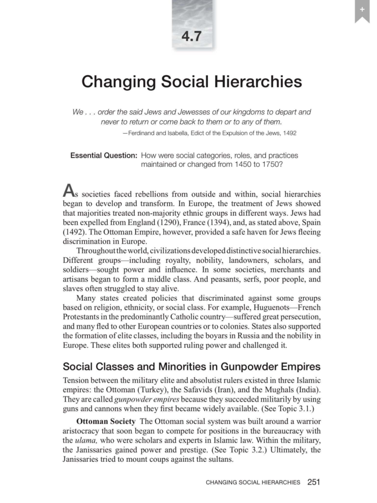 4.7 Changing Social Hierarchies: Examining Social Structures from 1450 ...