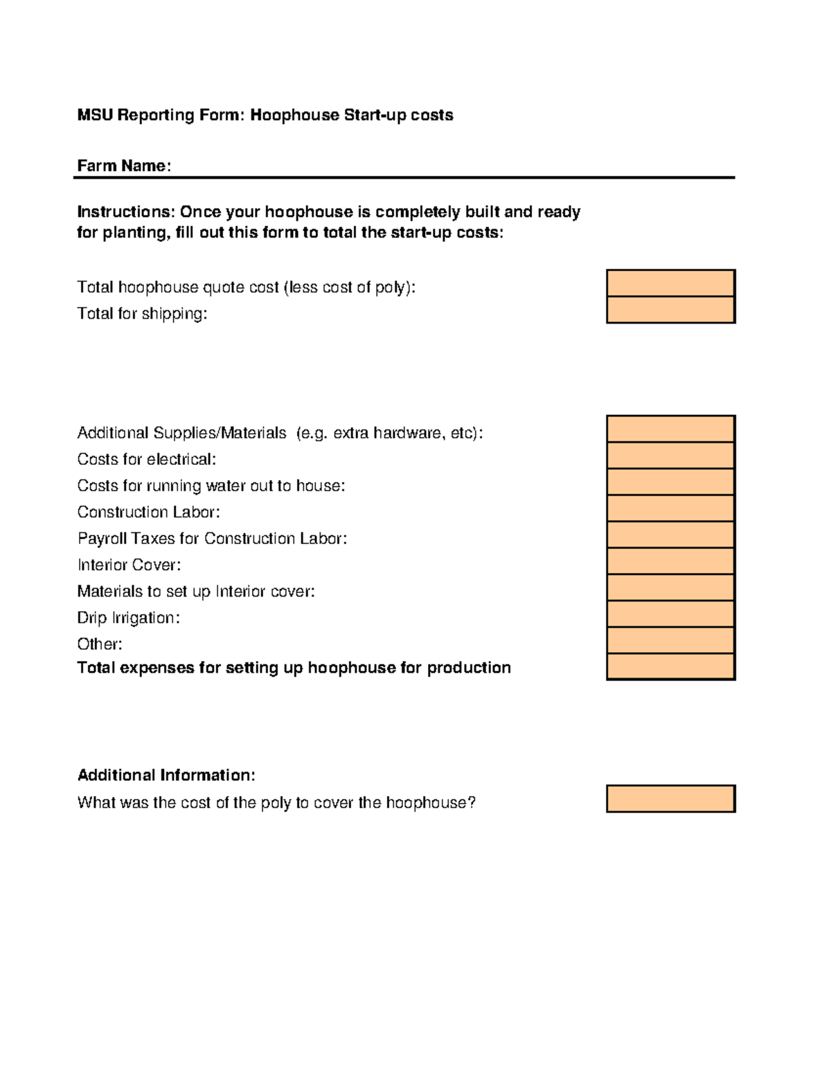 MSU Hoophouse Cost & Labor Tracking Template - Studocu