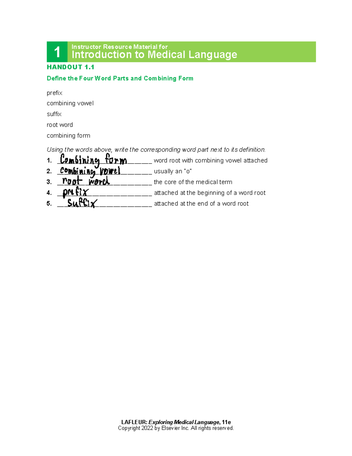 Exploring Medical Language: Handout 1 for Intro to Med Language - Studocu