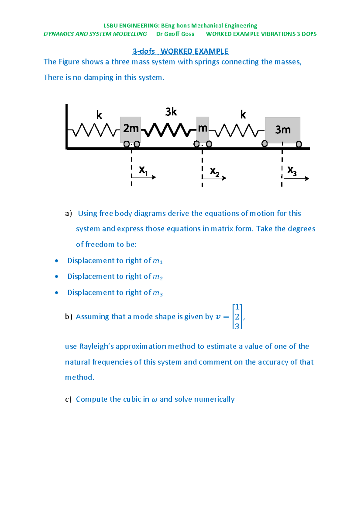 LSBU ENG: BEng Hons Mech Eng Dynamics & System Modelling 3DOFS Example ...
