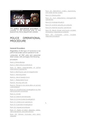 PNP-Police Operational Procedure - This police operational procedure is ...